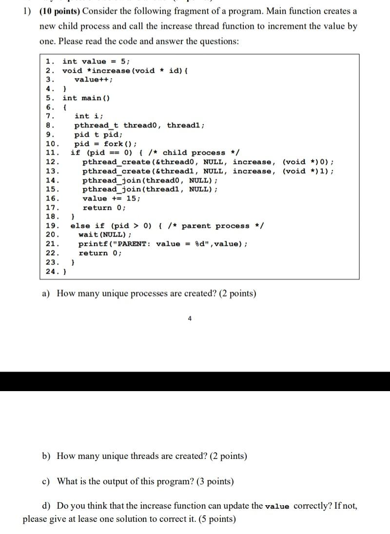 Solved 1) (10 points) Consider the following fragment of a | Chegg.com