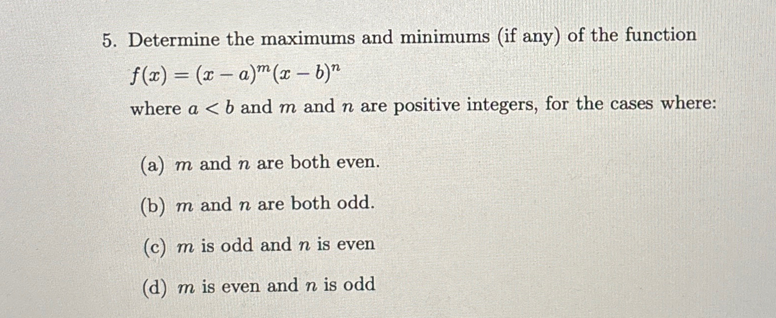 Solved Determine the maximums and minimums (if any) ﻿of the | Chegg.com