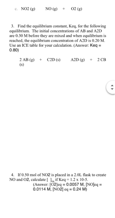 Solved Keq and ICE Problems Worksheet I. Calculate the | Chegg.com