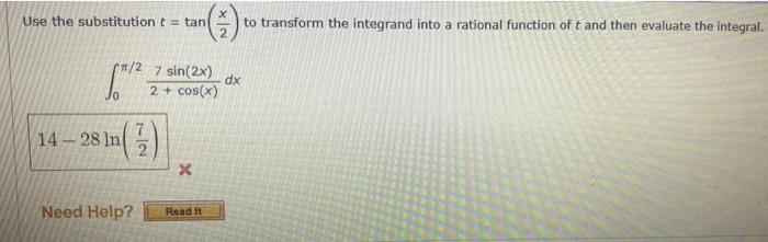 Solved Use the substitution t= tan) (1) to transform the | Chegg.com
