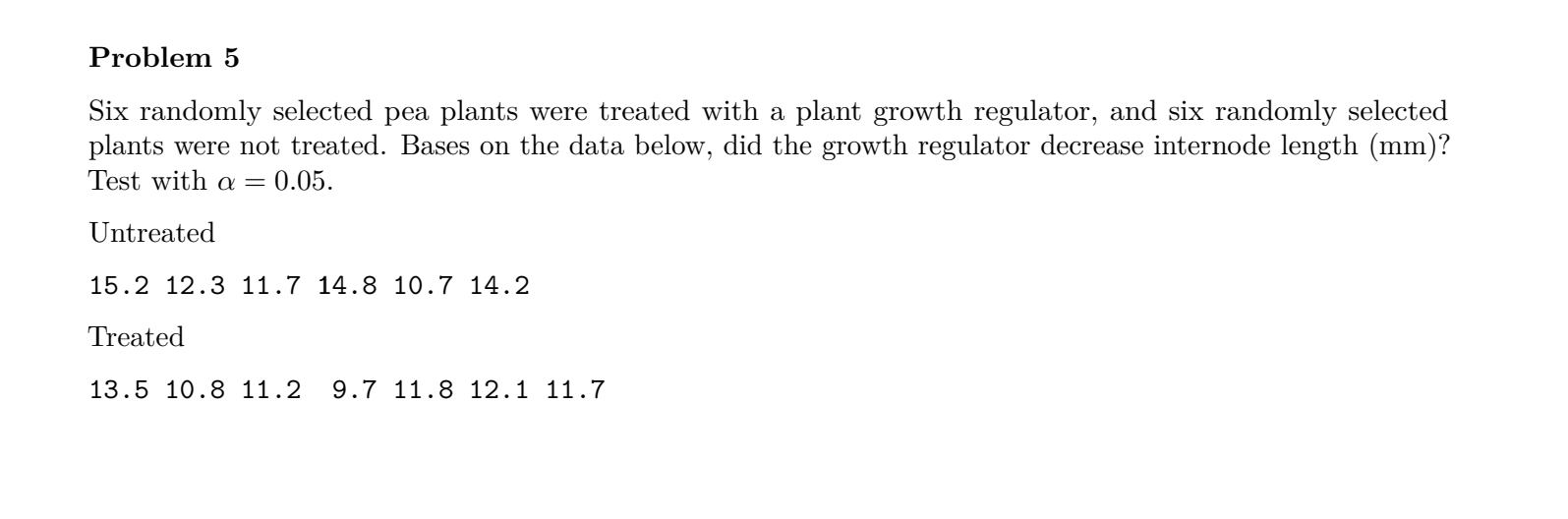 Solved Problem 5Six randomly selected pea plants were | Chegg.com