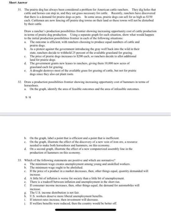 Solved Short Answer 31. The prairie dog has always been | Chegg.com