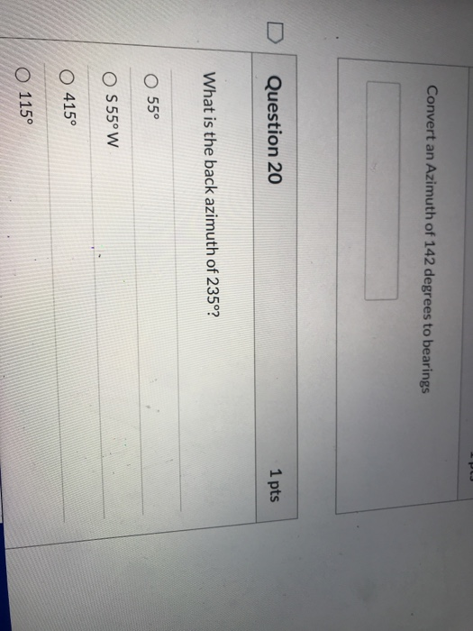 Solved Convert an Azimuth of 142 degrees to bearings D | Chegg.com