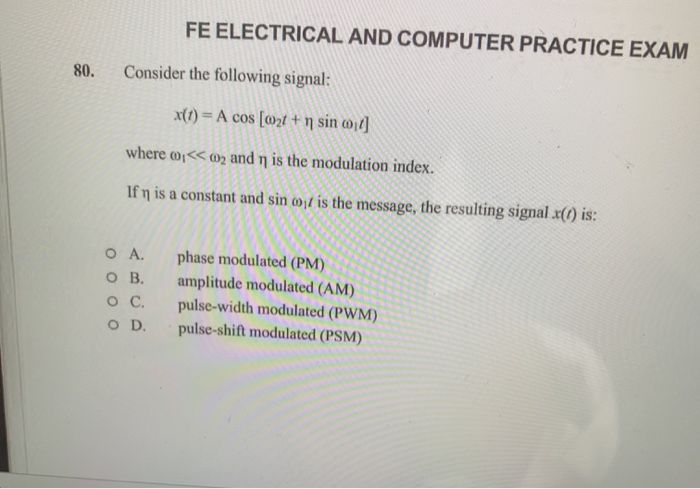 Solved FE ELECTRICAL AND COMPUTER PRACTICE EXAM 80. Consider | Chegg.com