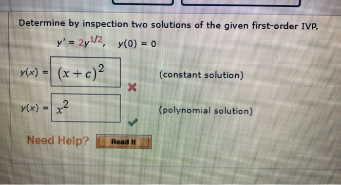 Solved Determine by inspection two solutions of the given | Chegg.com