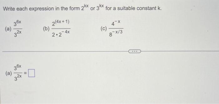 Solved Write each expression in the form 2kx or 3kx for a | Chegg.com