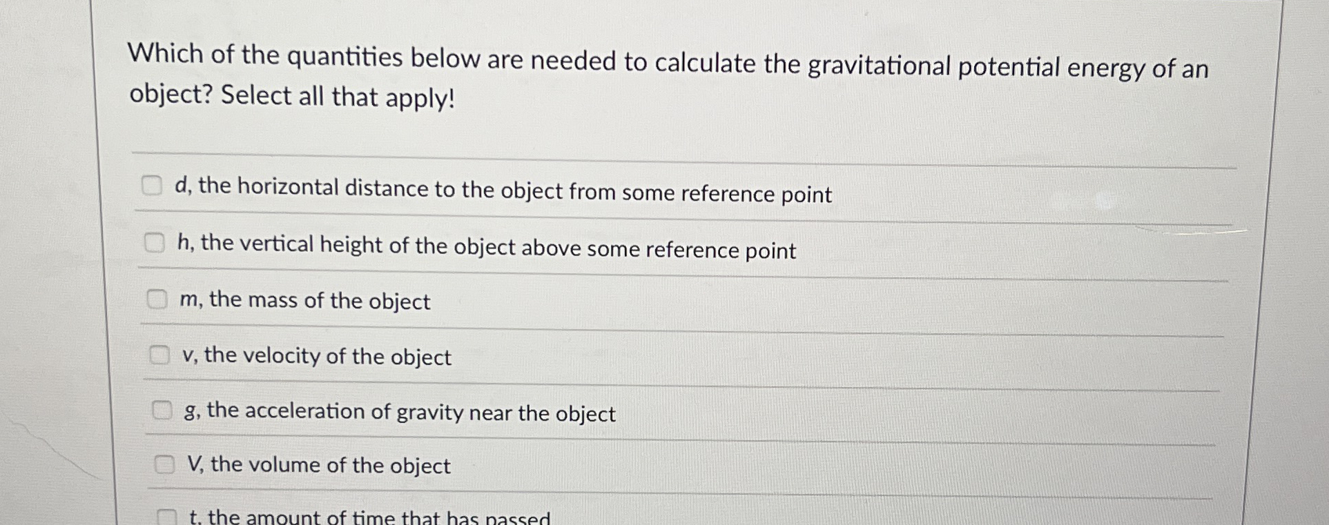 Solved Which of the quantities below are needed to calculate | Chegg.com