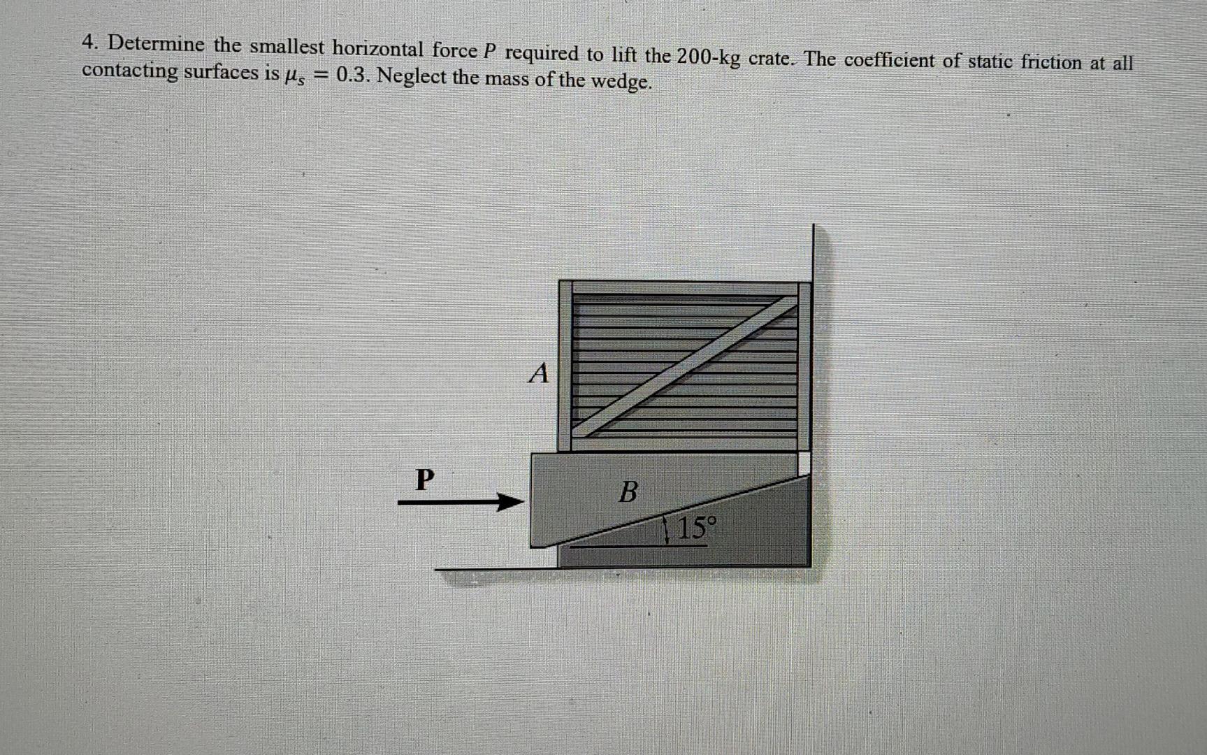 Solved 4. Determine the smallest horizontal force P required | Chegg.com