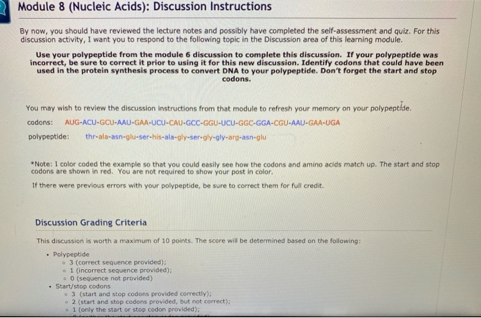 Solved Module 8 (Nucelic Acids): By now, you should have | Chegg.com