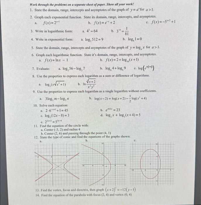 Solved Work through the problems on a separate sheet of | Chegg.com