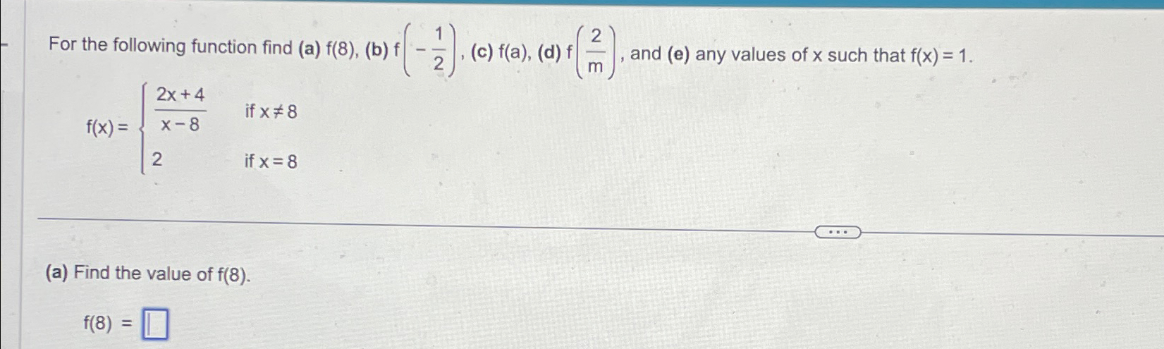 Solved For the following function find | Chegg.com