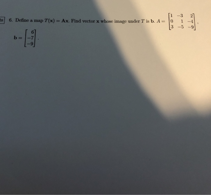 Solved ſi its 6. Define a map T(x) = Ax. Find vector x whose | Chegg.com