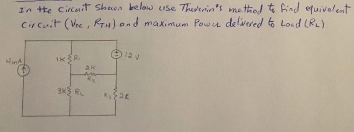 Solved In the circuit below use thevenins method to find | Chegg.com