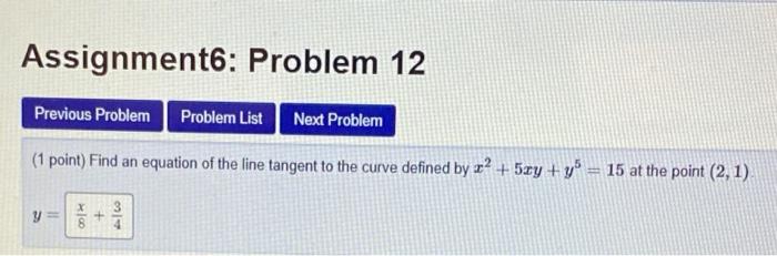 Solved Assignment6 Problem 12 Previous Problem Problem List 9182