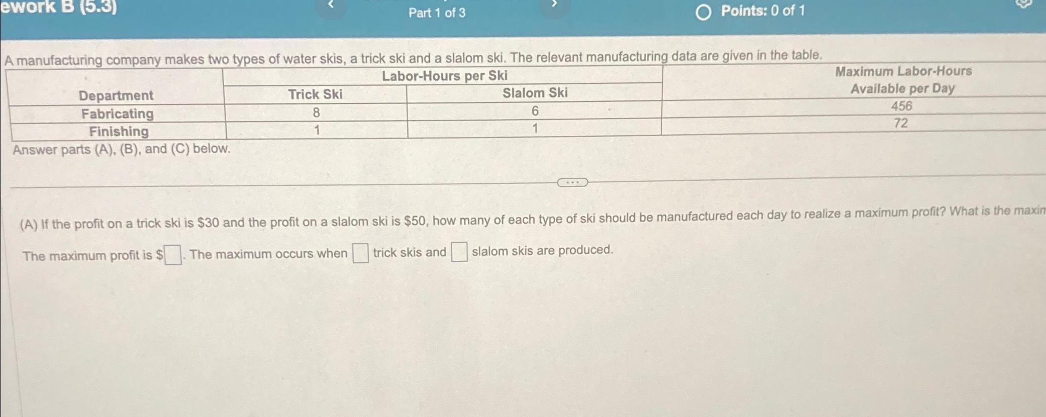 Solved Ework B 5 3 Part 1 ﻿of 3points 0 ﻿of 1a
