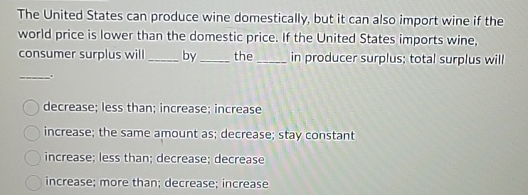 Solved The United States can produce wine domestically, but | Chegg.com