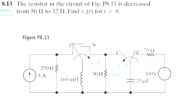 Solved 8.13 ﻿The resistor in the circuit of Fig. P8. 11 ﻿is | Chegg.com