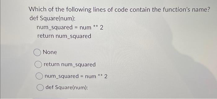 Solved Which of the following lines of code contain the | Chegg.com