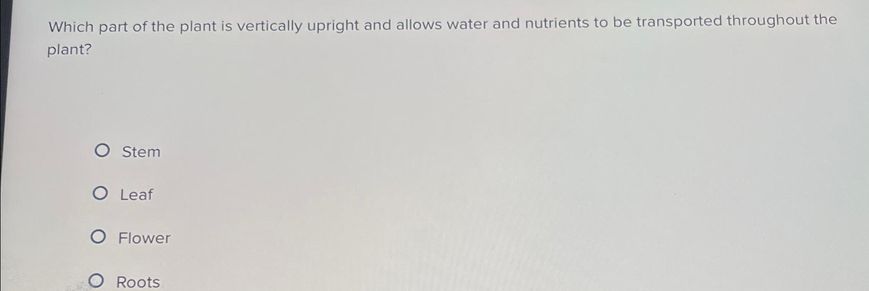 Solved Which part of the plant is vertically upright and | Chegg.com