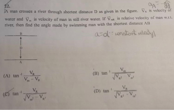 Solved 22. CA 98 IA man crosses a river through shortest | Chegg.com