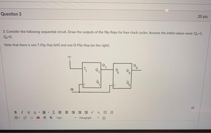 Solved Question 3 20 pts 3. Consider the following | Chegg.com