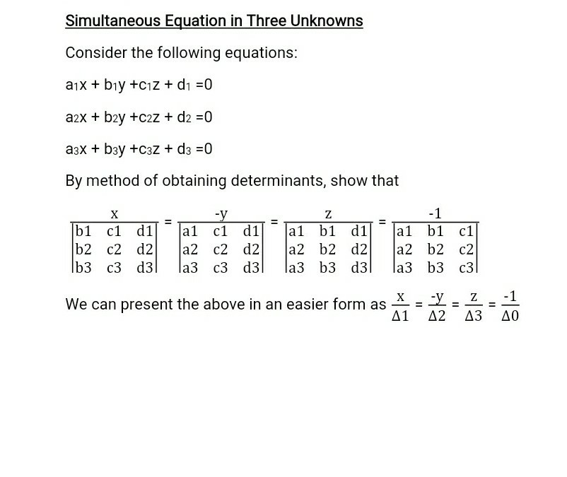 Solved Simultaneous Equation in Three Unknowns Consider the | Chegg.com