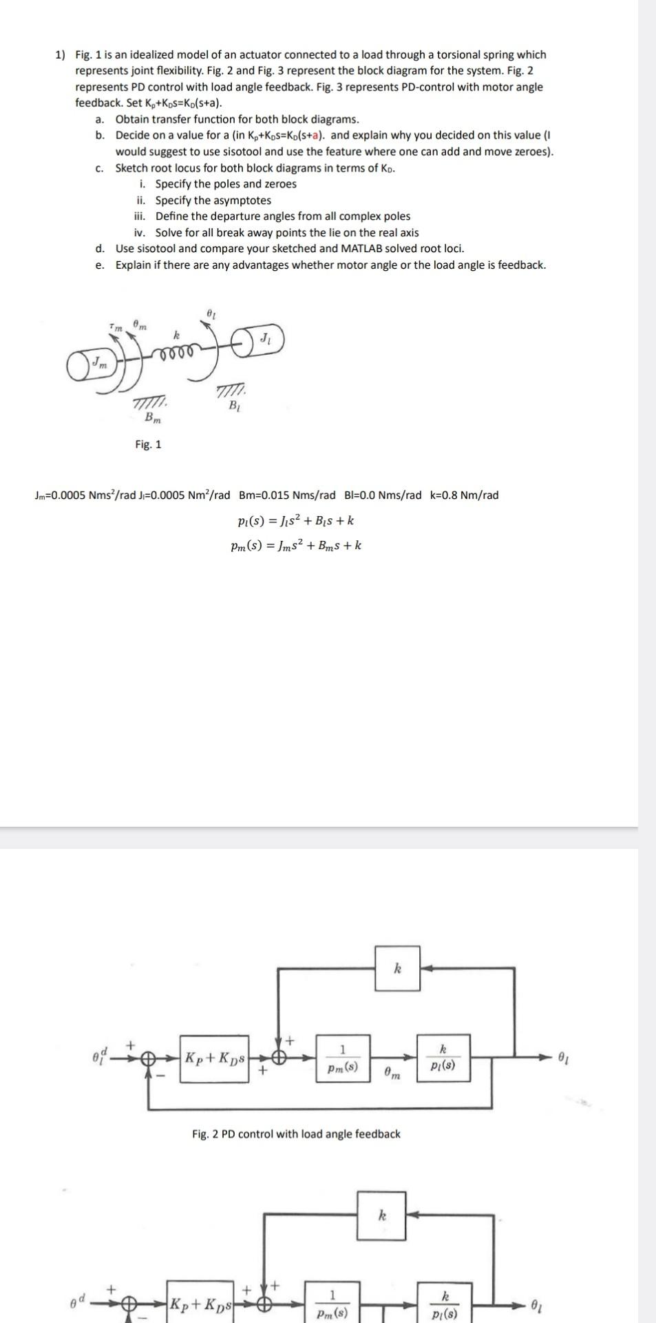 Solved 1) Fig. 1 is an idealized model of an actuator | Chegg.com