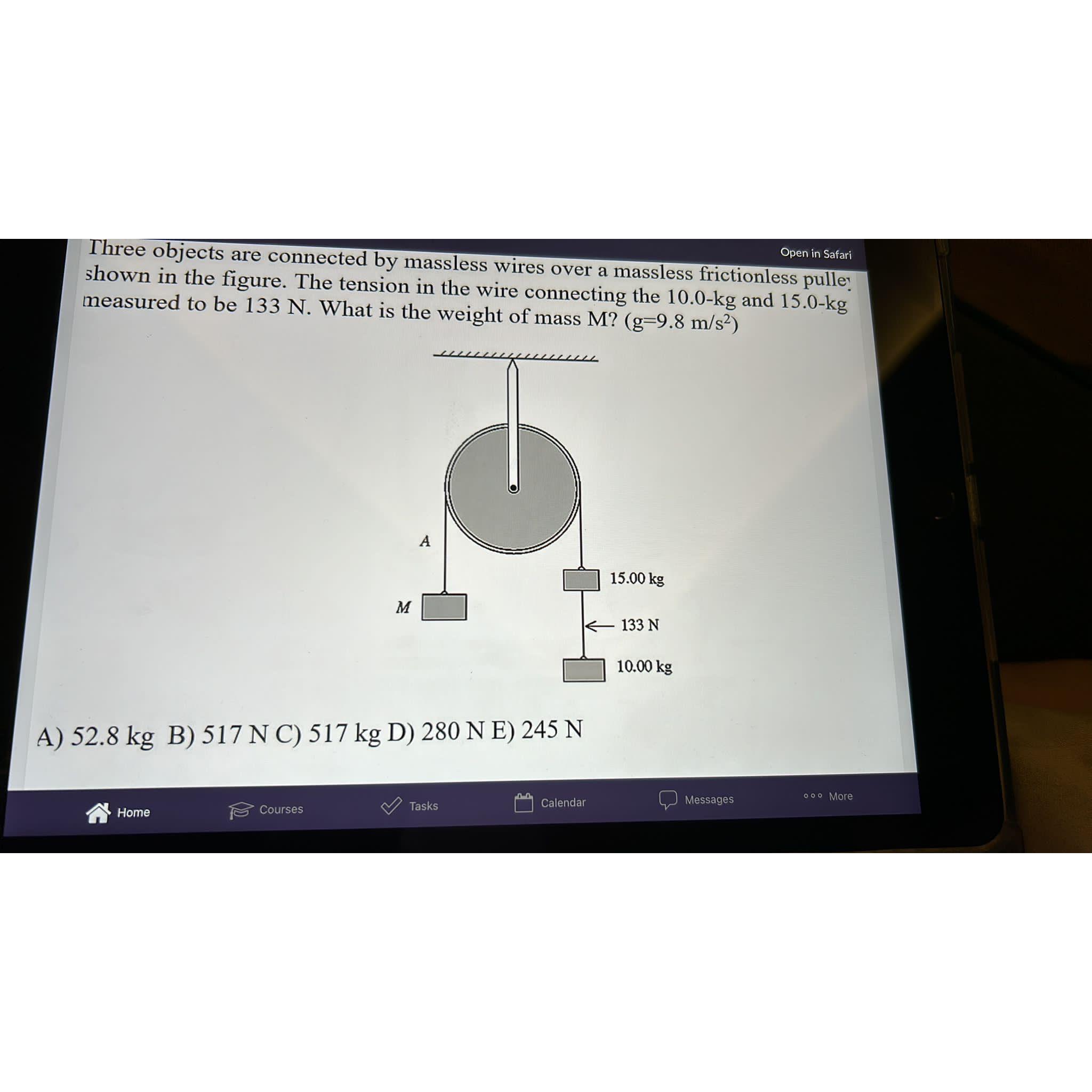 Solved Three objects are connected by massless wires over a | Chegg.com