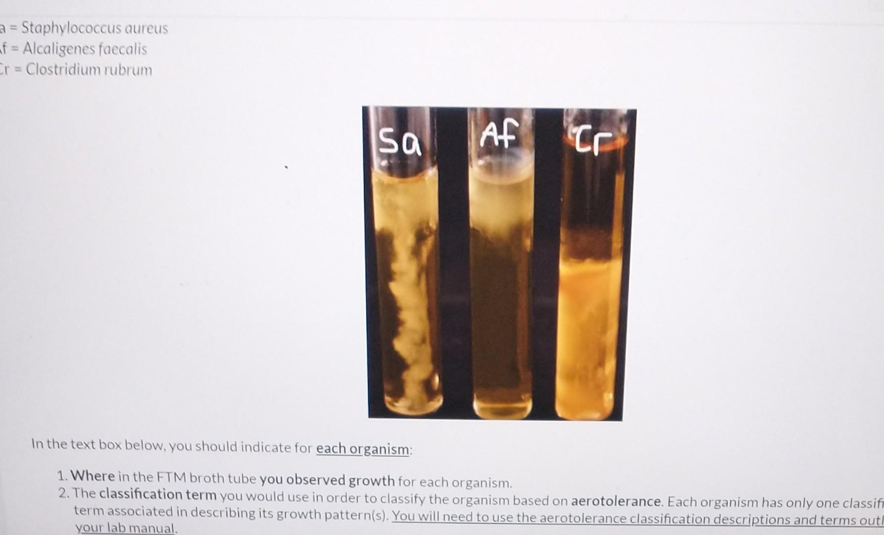Solved Sa = Staphylococcus aureus Af = Alcaligenes faecalis | Chegg.com