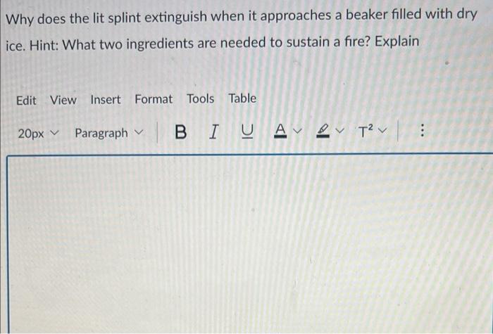 Solved Why does the lit splint extinguish when it approaches | Chegg.com