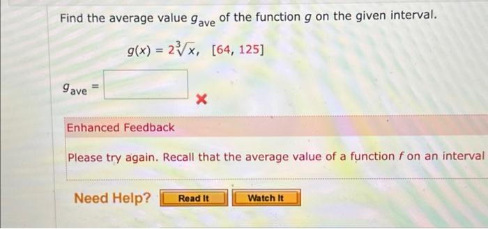 Solved Find the average value gave of the function g on the | Chegg.com