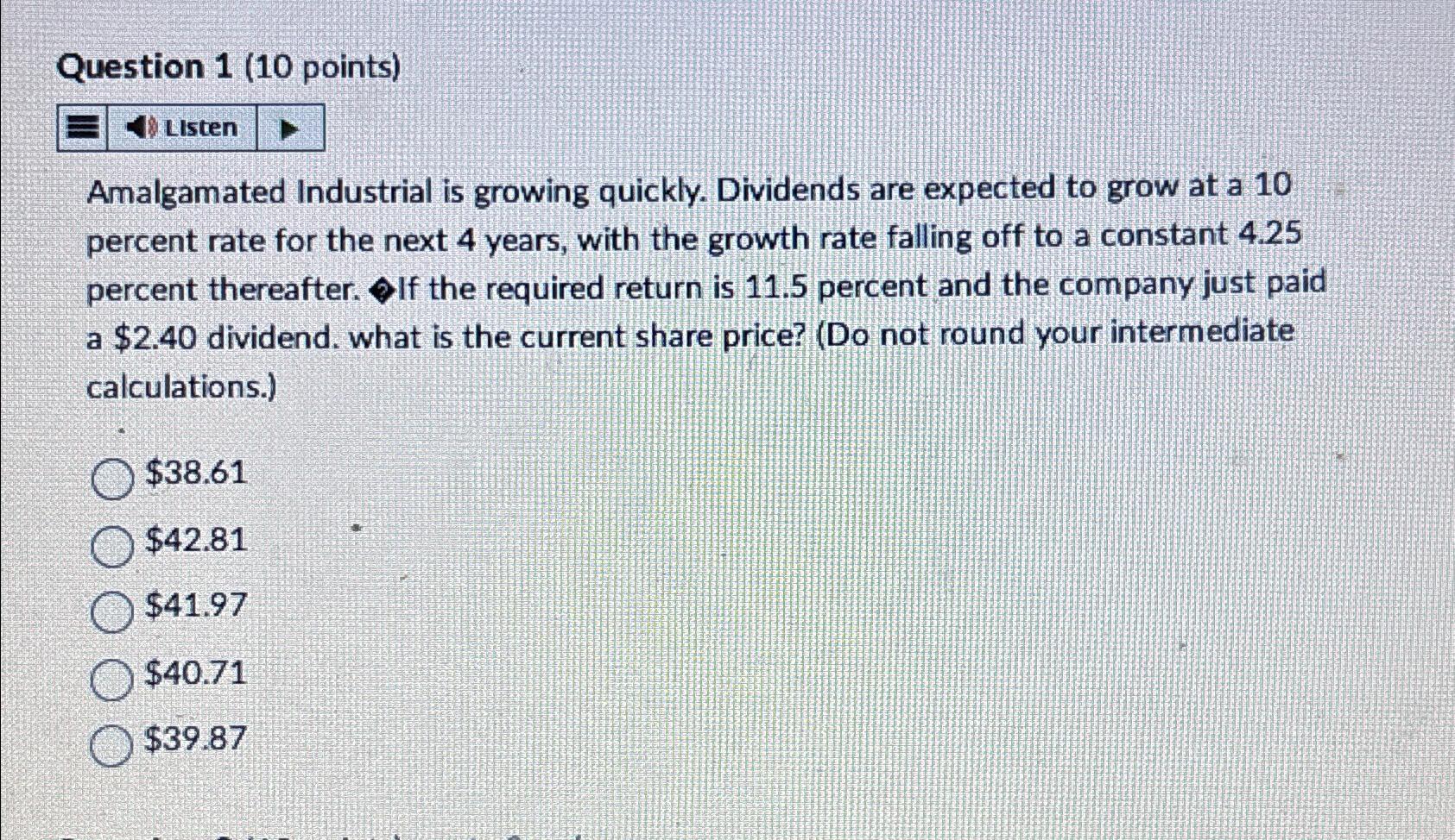 Solved Question 1 (10 ﻿points)Amalgamated Industrial is | Chegg.com