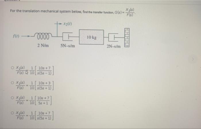 Solved For the translation mechanical system below, fina na | Chegg.com