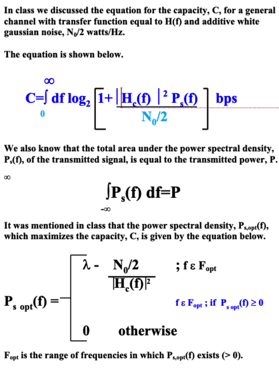 Solved In class we discussed the equation for the capacity, | Chegg.com