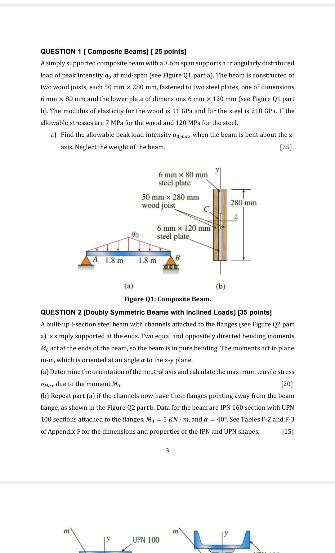 Solved QUESTION 1 [ Composite Beams] [ 25 points] A simply | Chegg.com
