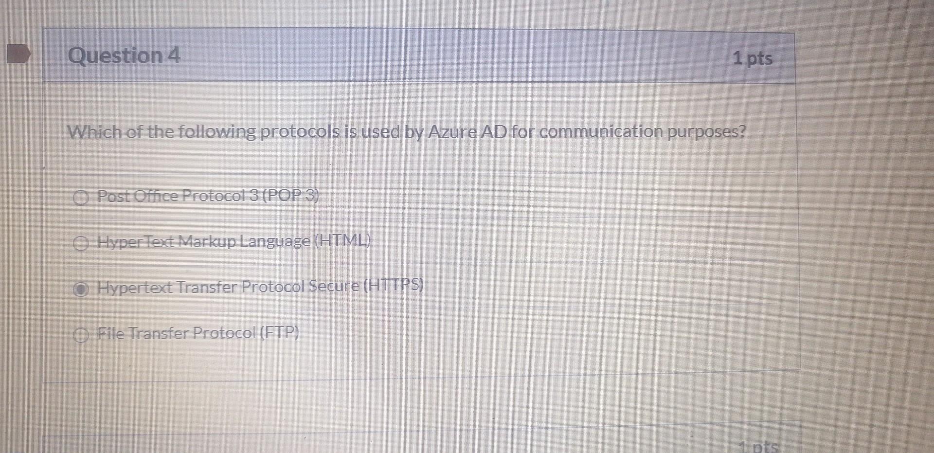 Solved Which of the following protocols is used by Azure AD | Chegg.com