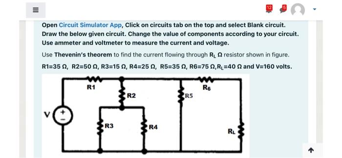 Solved III Open Circuit Simulator App, Click on circuits tab | Chegg.com