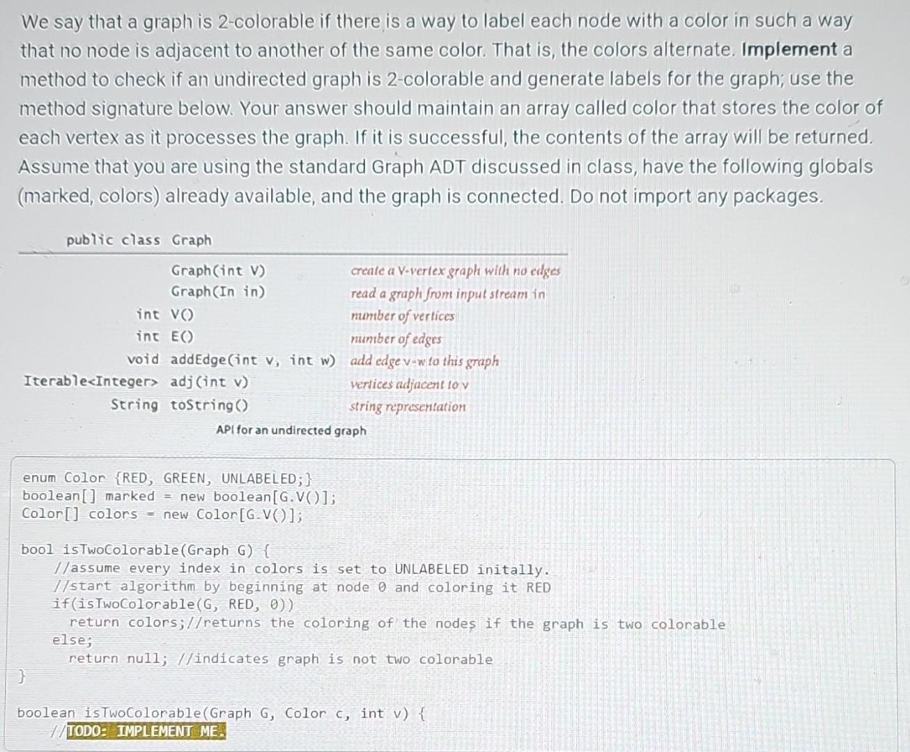 can you implement the method boolean | Chegg.com