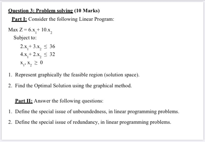 Solved Question 3: Problem solving (10 Marks) Part I: | Chegg.com