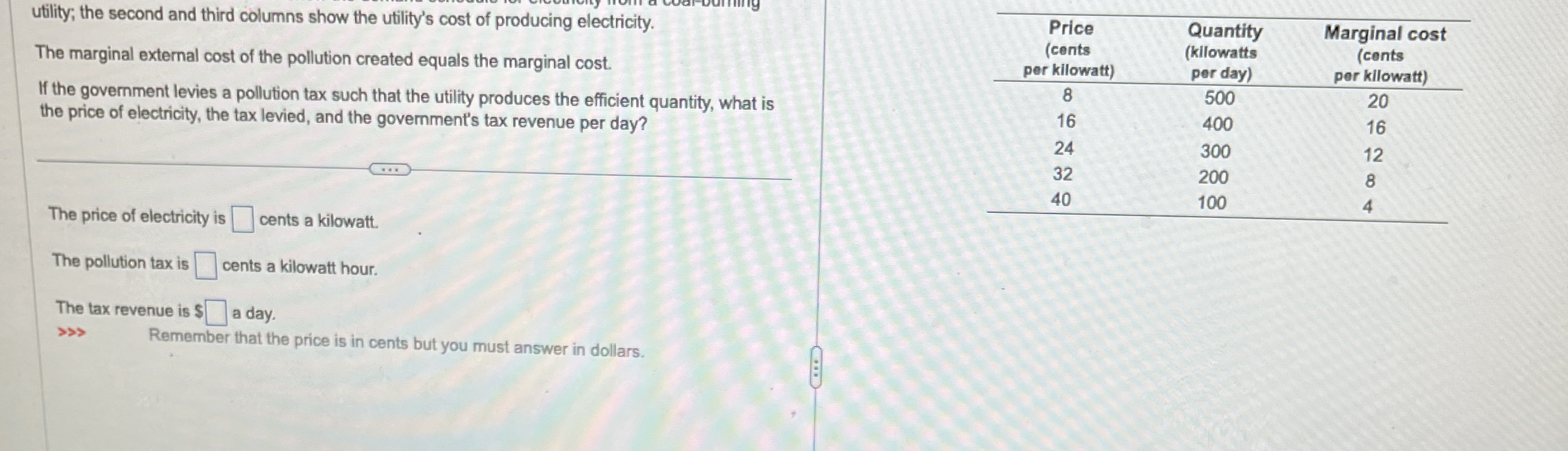 Solved utility; the second and third columns show the | Chegg.com