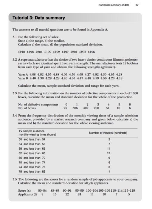 Solved Tutorial 3: Data summary The answers to all tutorial | Chegg.com