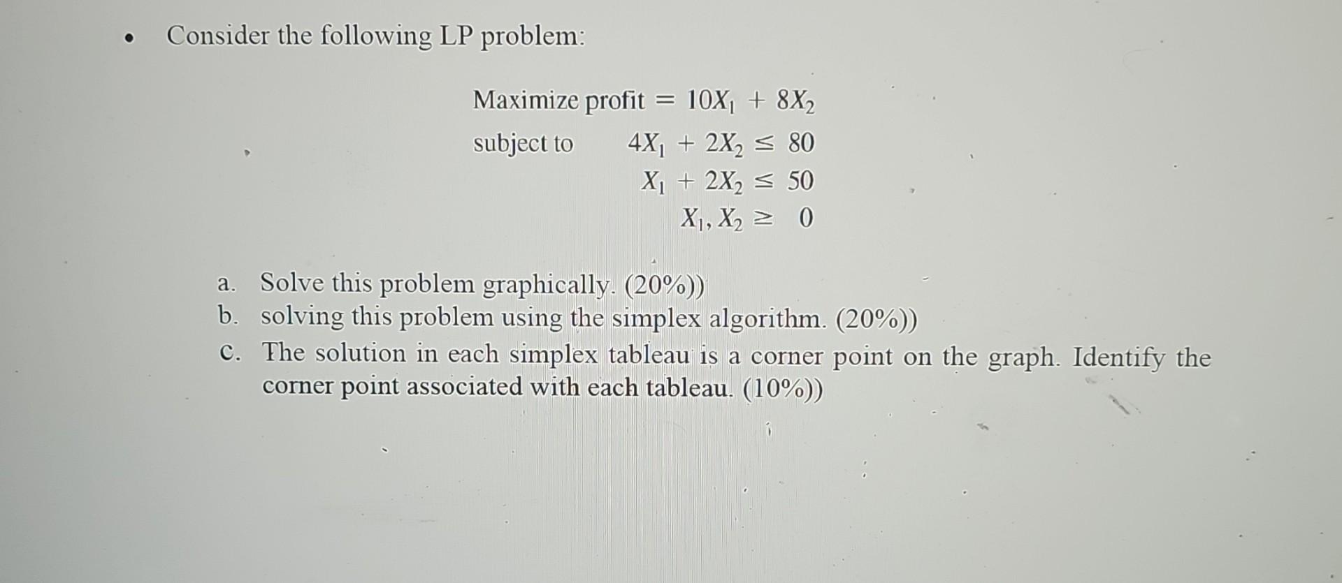 Solved - Consider the following LP problem: Maximize profit | Chegg.com