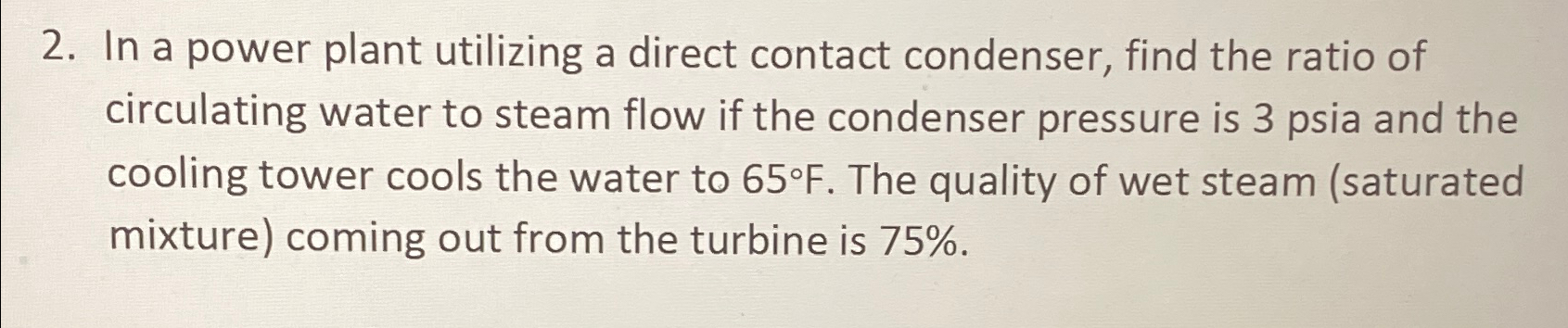 In a power plant utilizing a direct contact | Chegg.com