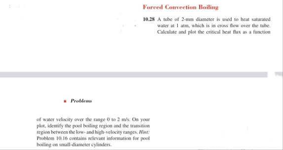 Solved Forced Convection Boiling10.28 ﻿A tube of 2-mm | Chegg.com