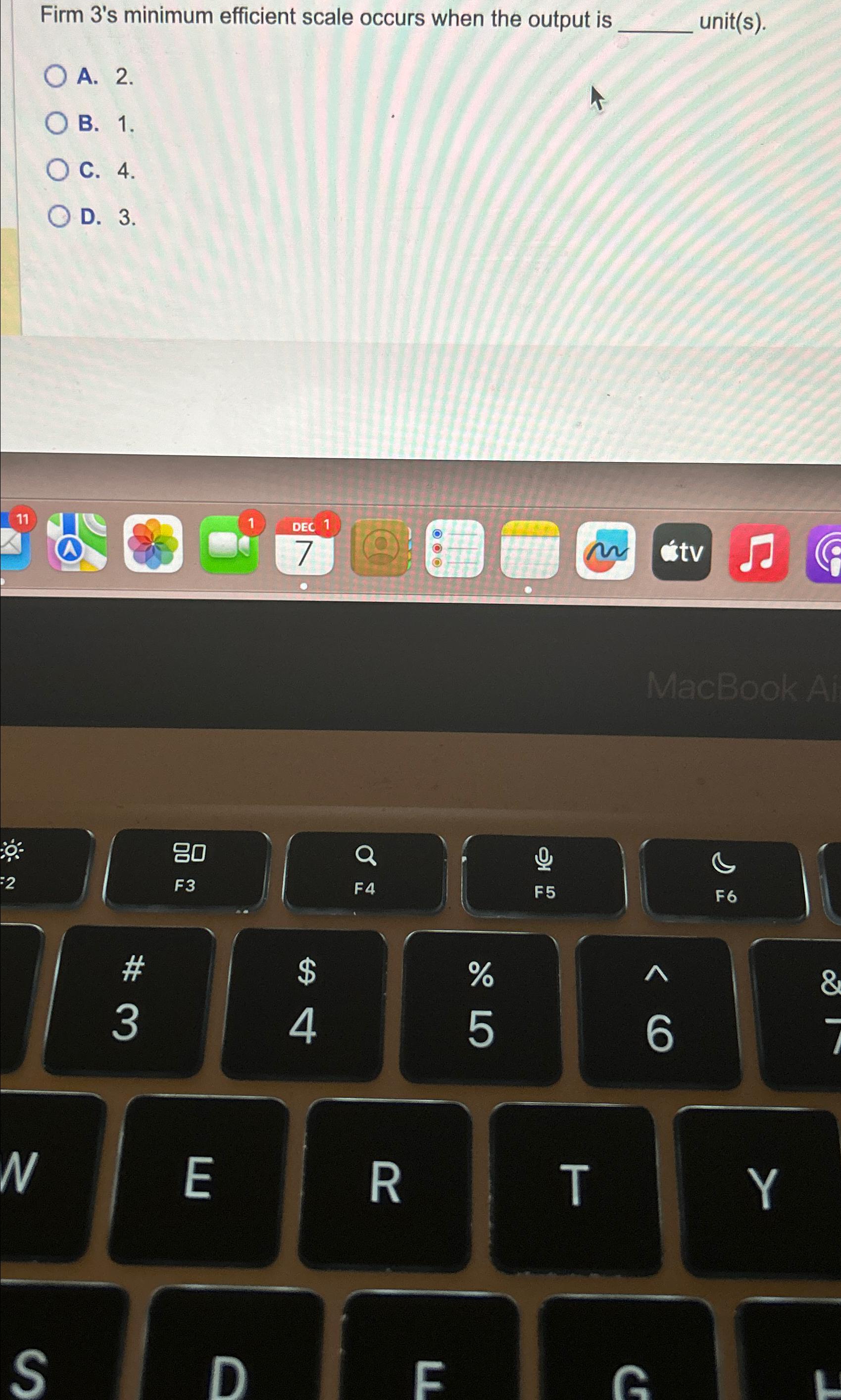 Solved Firm 3's minimum efficient scale occurs when the | Chegg.com