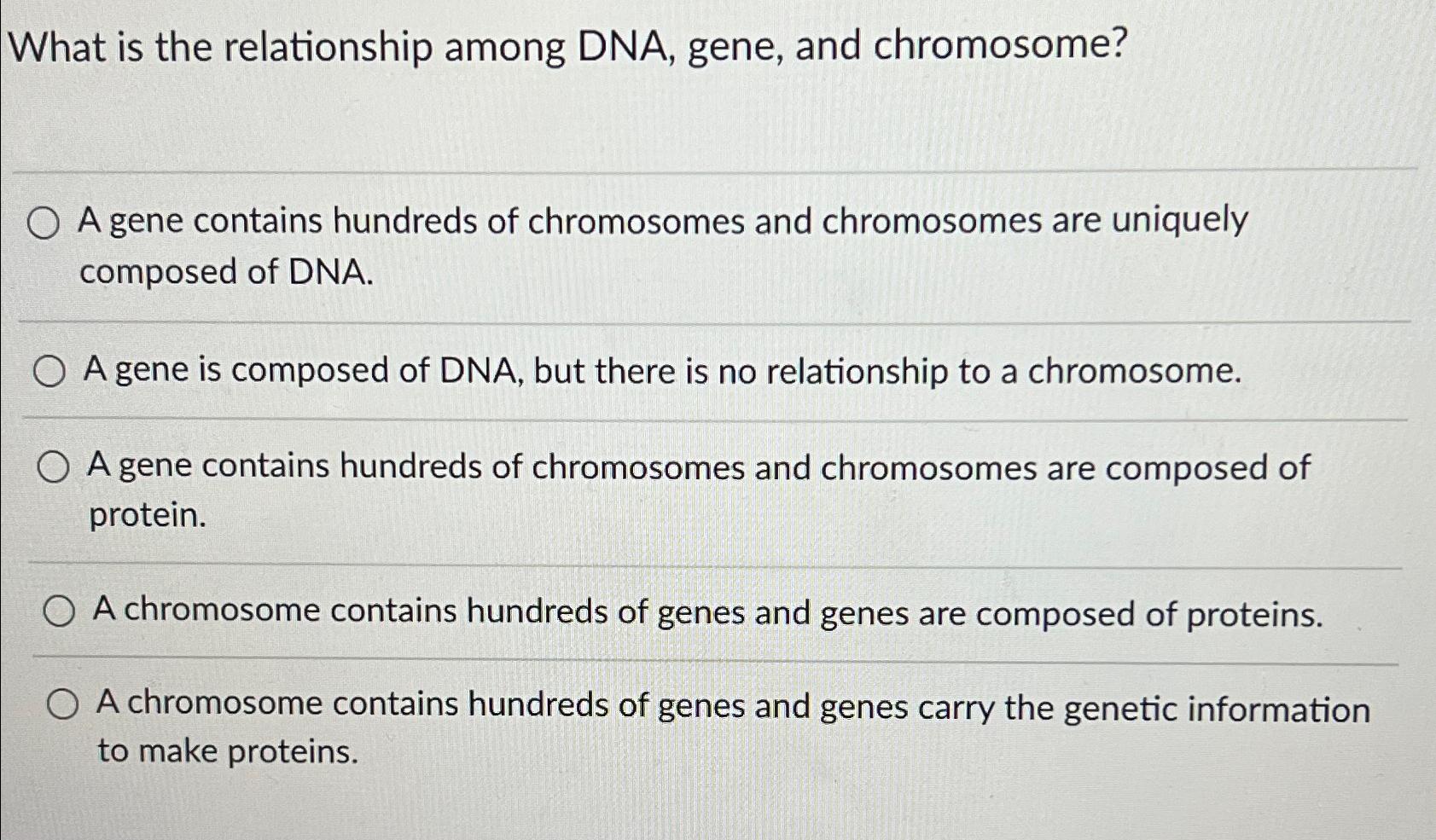 Solved What is the relationship among DNA, gene, and | Chegg.com