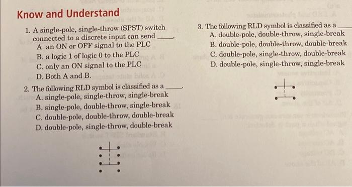Solved 1. A single-pole, single-throw (SPST) switch 3. The | Chegg.com