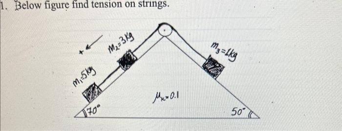 Solved Below figure find tension on strings. | Chegg.com