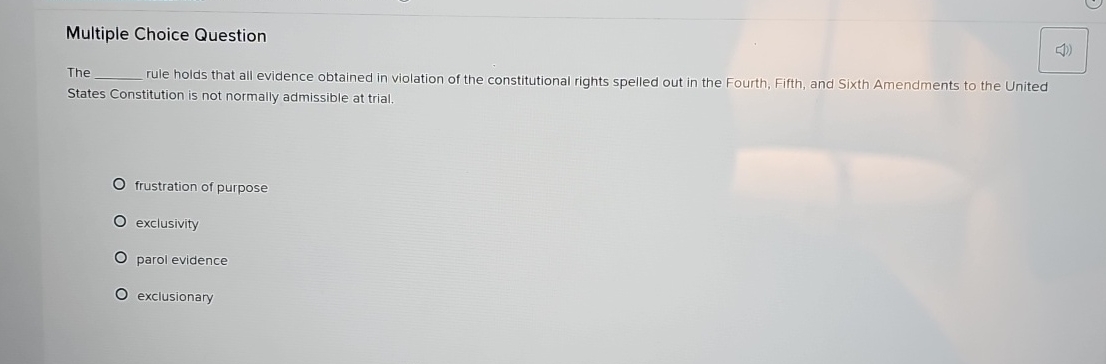 Solved Multiple Choice QuestionThe ﻿rule holds that all | Chegg.com