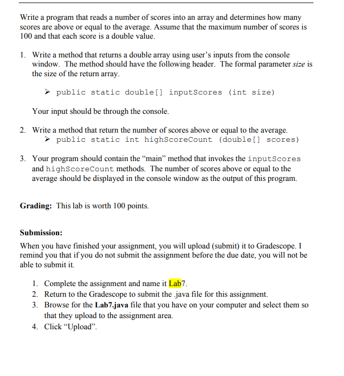 Solved Write a program that reads a number of scores into an | Chegg.com